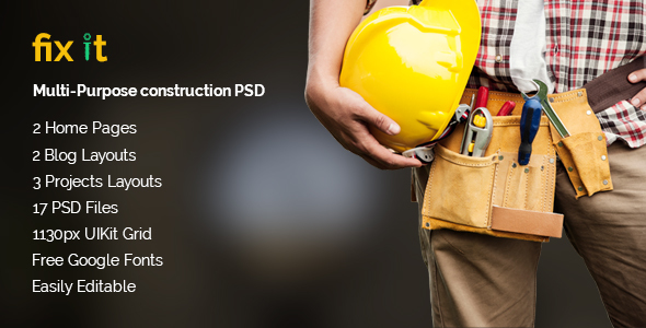 Fixit - Multipurpose Construction & Building PSD by kamleshyadav | ThemeForest